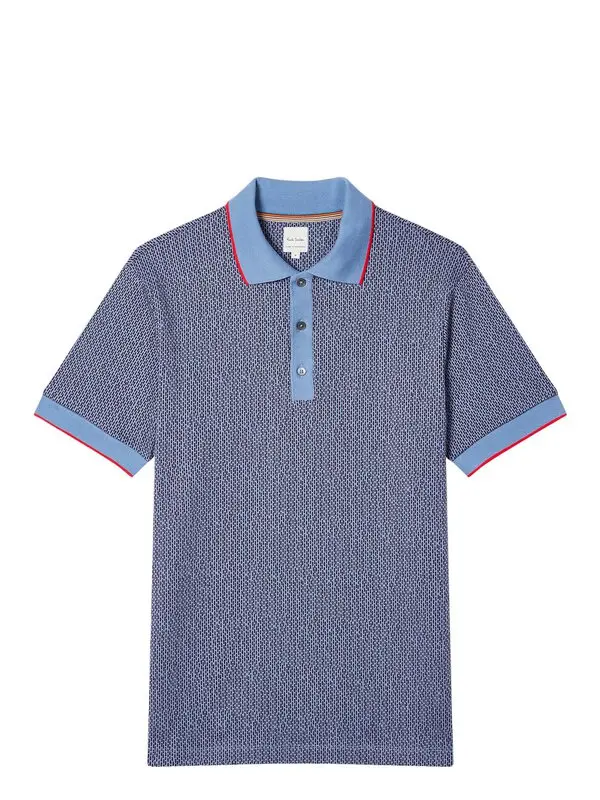 Paul Smith Micro-jacquard Cotton-blend Polo Shirt - Blue