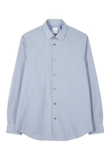 Paul Smith Tailored-fit And Green Gingham Shirt - Blue