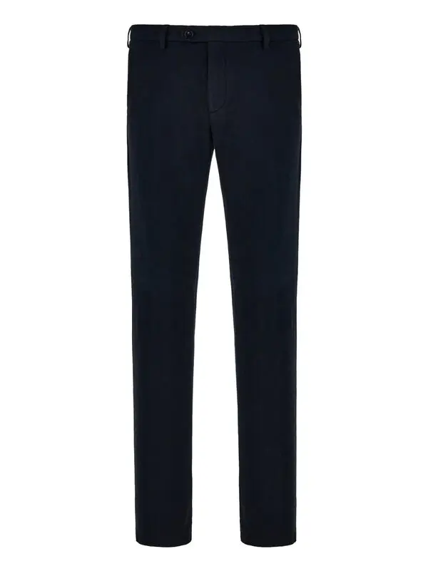 Canali Chinos In -black Garment-dyed Cashmere Gabardine - Blue