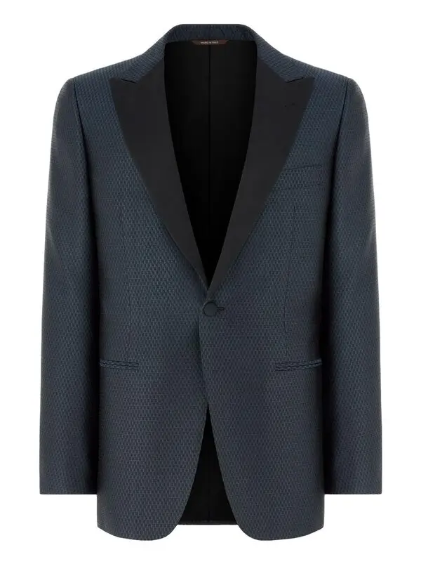 Canali Teal And Pure Silk Tuxedo Jacket - Black
