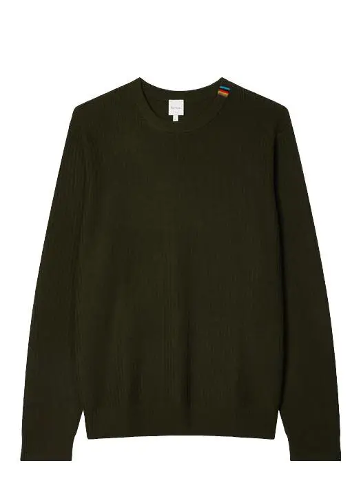 Paul Smith Merino Wool Crew Neck Sweater With Striped Detail - Green