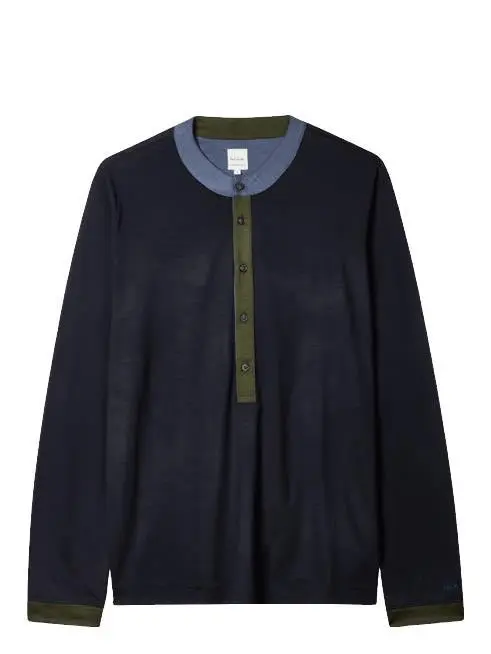 Paul Smith Contrast-collar Henley Top - Blue