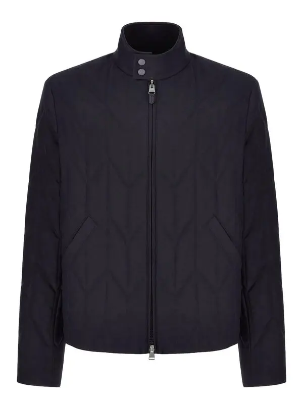 Canali Quilted Technical Fabric Jacket - Blue
