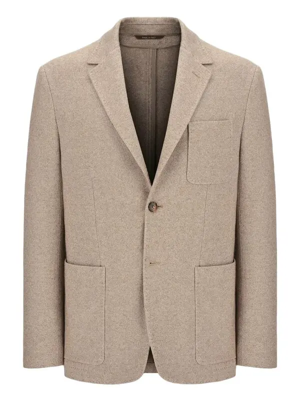 Canali Jersey Blazer In Cashmere And Silk - Beige