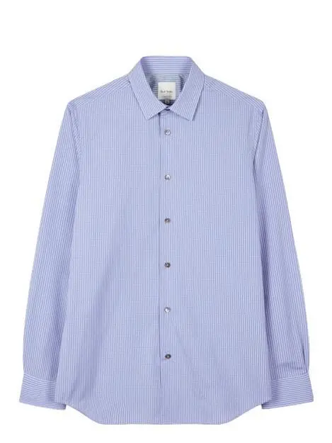 Paul Smith Tailored-fit Blue And Pink Gingham Shirt - Purple