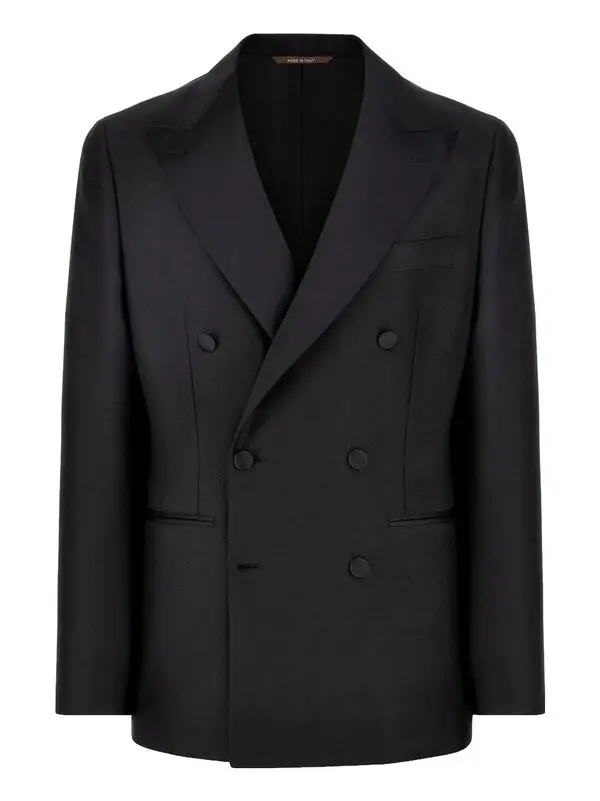Canali Wool And Silk Tuxedo Jacket - Black