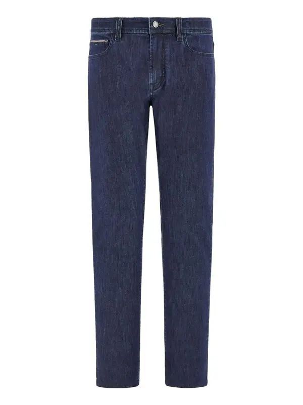 Canali Regular Fit Five-pocket Denim Pants - Blue
