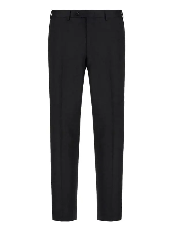 Canali Wool Flannel Regular Fit Pants - Black