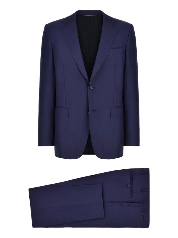 Canali Pure Wool Suit With Single-breasted Two-button Jacket - Blue