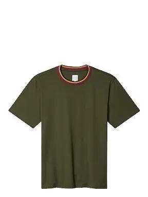 Paul Smith Dark 'artist Stripe' Collar Cotton T-shirt - Green