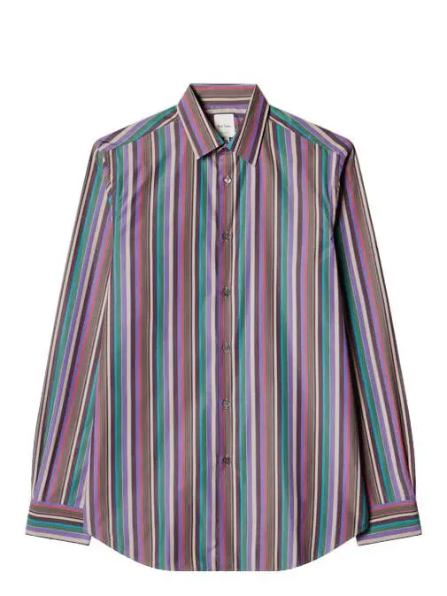 Paul Smith Tailored-fit Purple Multistripe Cotton Shirt - Multicolour