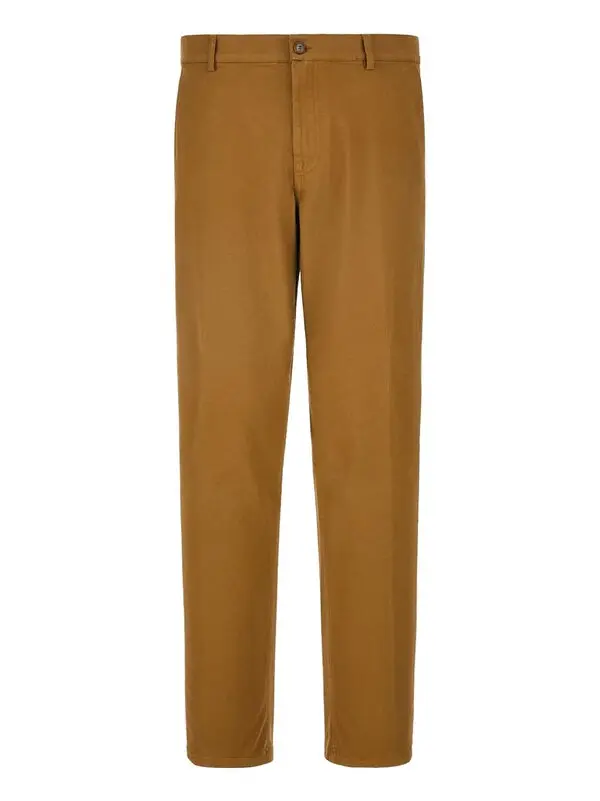 Canali Garment-dyed Khaki Comfort Cotton Twill Chinos - Brown