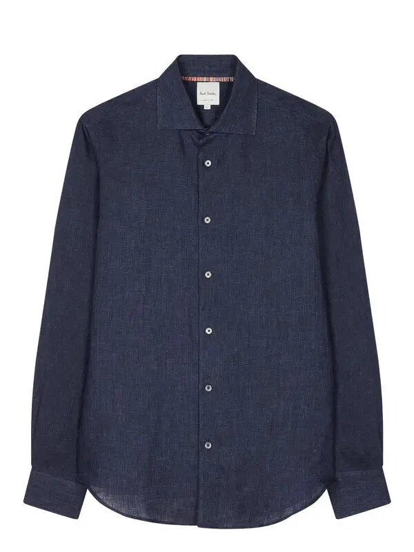 Paul Smith Slim-fit Navy Linen Shirt - Blue
