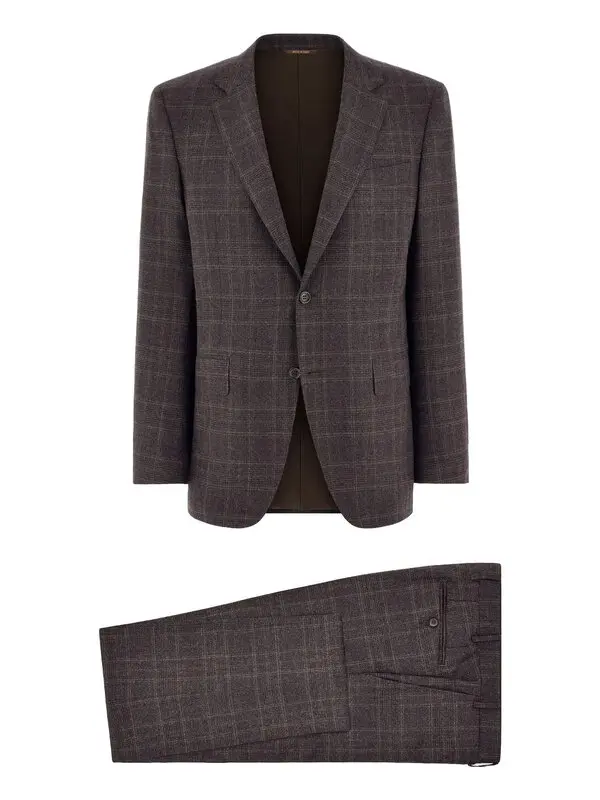 Canali And Blue Regular Fit Pure Wool Suit - Brown