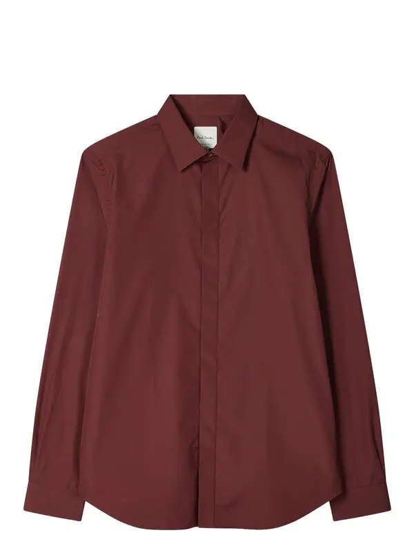 Paul Smith Slim-fit Burgundy Cotton Shirt - Red