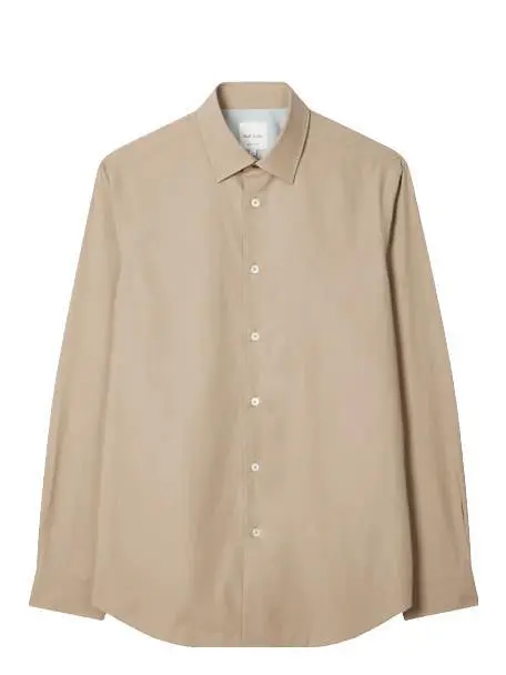Paul Smith Tailored-fit Beige Cotton Poplin Shirt - Grey