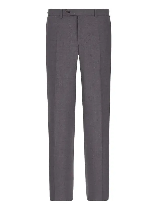 Canali Plain Wool Canvas Pants - Grey