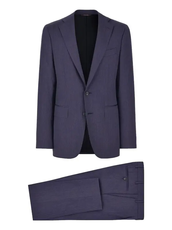 Canali Pure Wool Suit With Pants With One Pleat - Blue