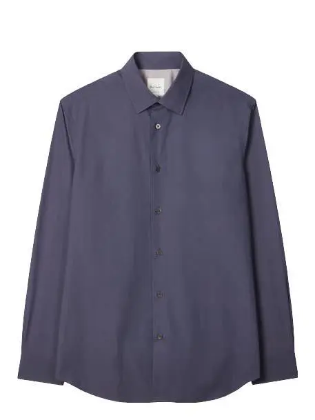Paul Smith Tailored-fit Stone Cotton Poplin Shirt - Blue
