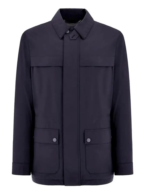 Canali Nuvola Maestrale Technical Fabric Field Jacket - Blue