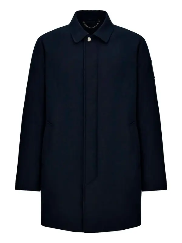 Canali Car Coat In Viscose Blend - Blue