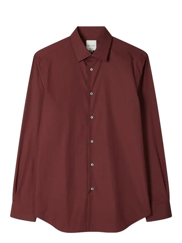 Paul Smith Tailo-fit Burgundy Cotton 'signature Stripe' Cuff Shirt - Red