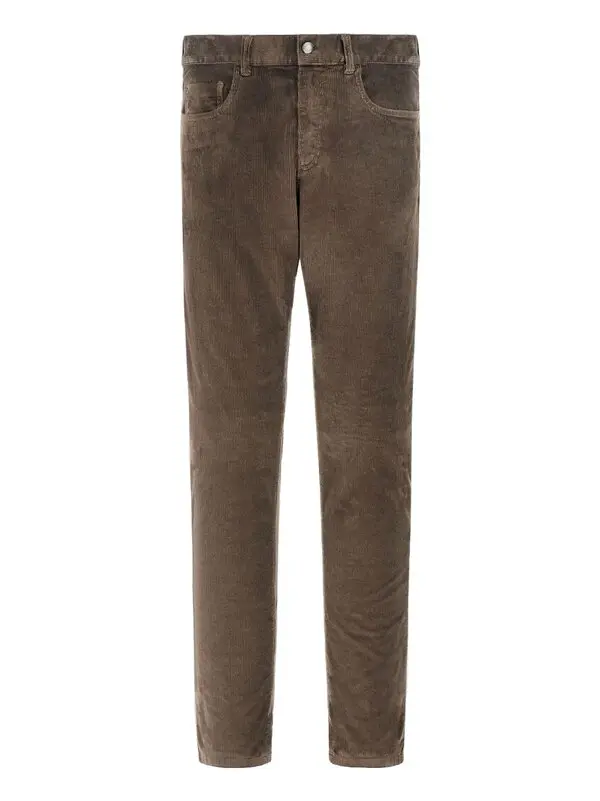 Canali Regular Fit Corduroy Pants - Brown