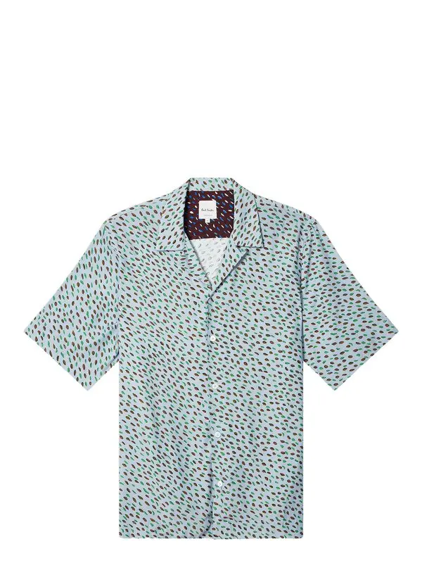 Paul Smith Light 'screen Dance' Print Short-sleeve Shirt - Blue