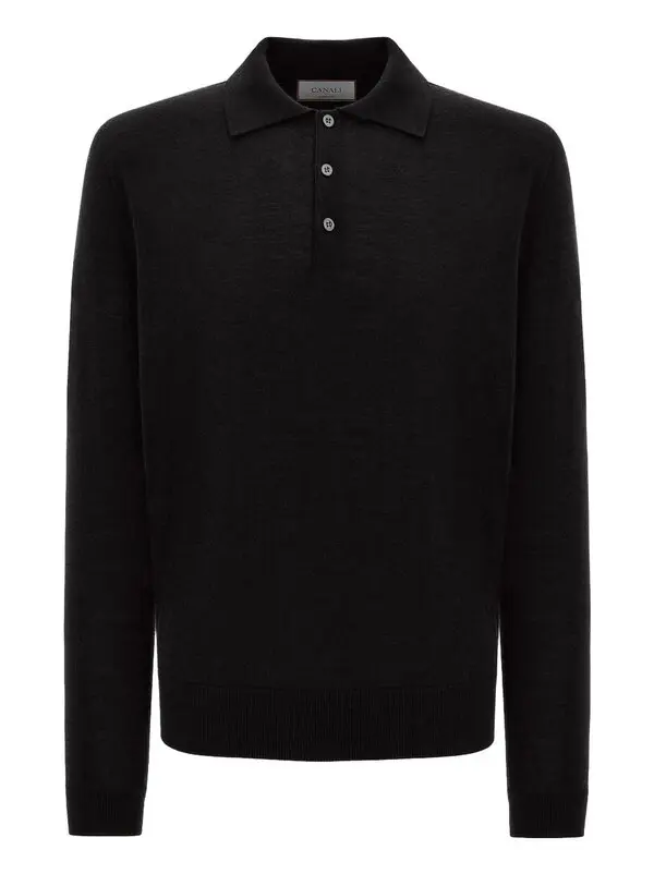 Canali Seamless Nuvola Polo In Extra-fine Merino Wool - Black