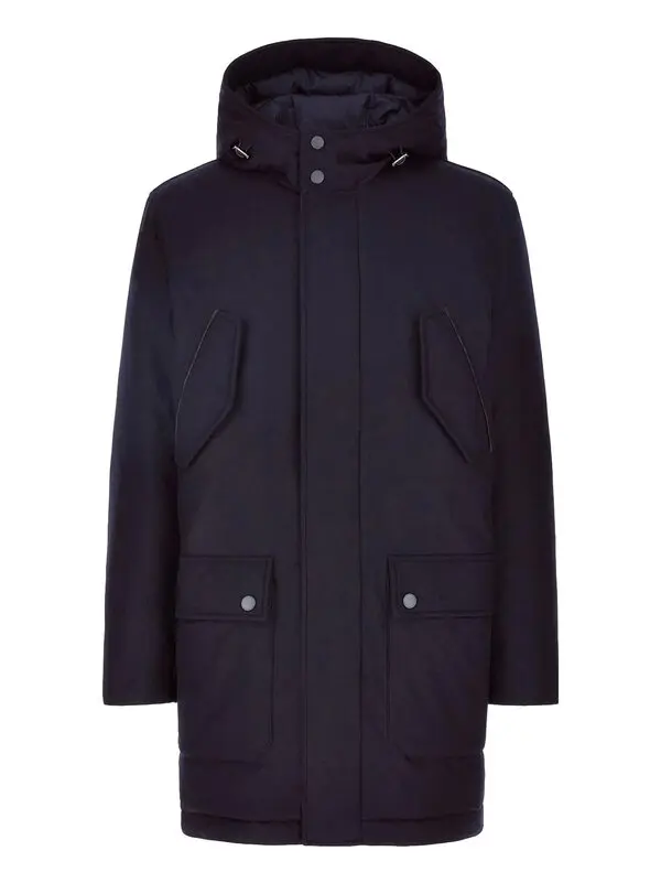 Canali Cashmere Car Coat With Membrane And Hood - Blue
