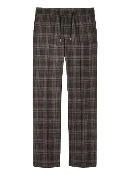 Paul Smith Check Silk-wool Drawstring Trousers - Brown