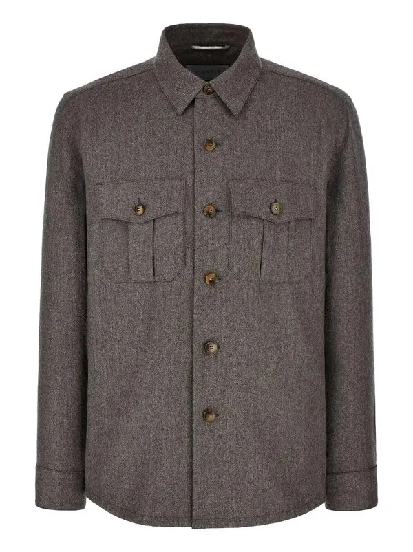 Canali Six-button Shirt Jacket In Pure Wool Impeccabile - Brown