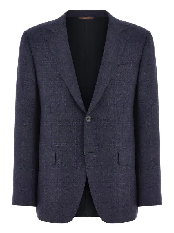 Canali Patterned Cashmere Jacket - Blue
