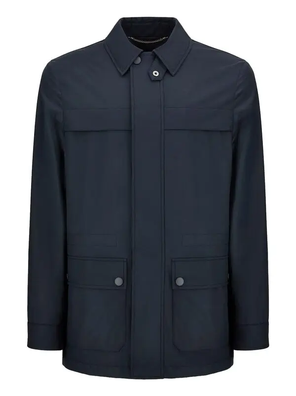 Canali Nuvola Maestrale Technical Fabric Field Jacket - Blue
