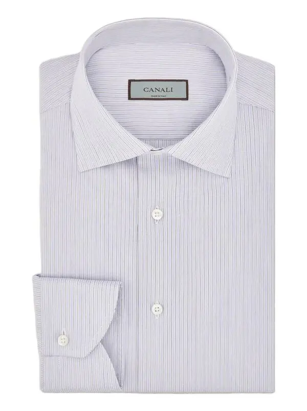 Canali And Blue Check Regular-fit Shirt In Cotton - Light Blue