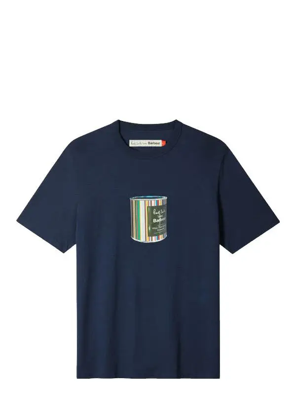 PAUL SMITH LOVES BARBOUR Wax Tin Print T-shirt - Blue