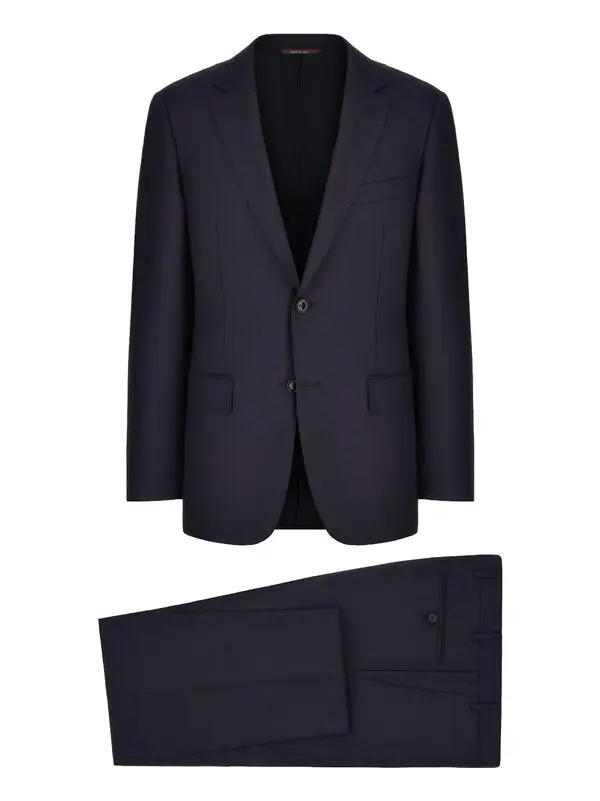 Canali Navy Suit In 180's Pure Wool With Single-breasted Jacket - Blue