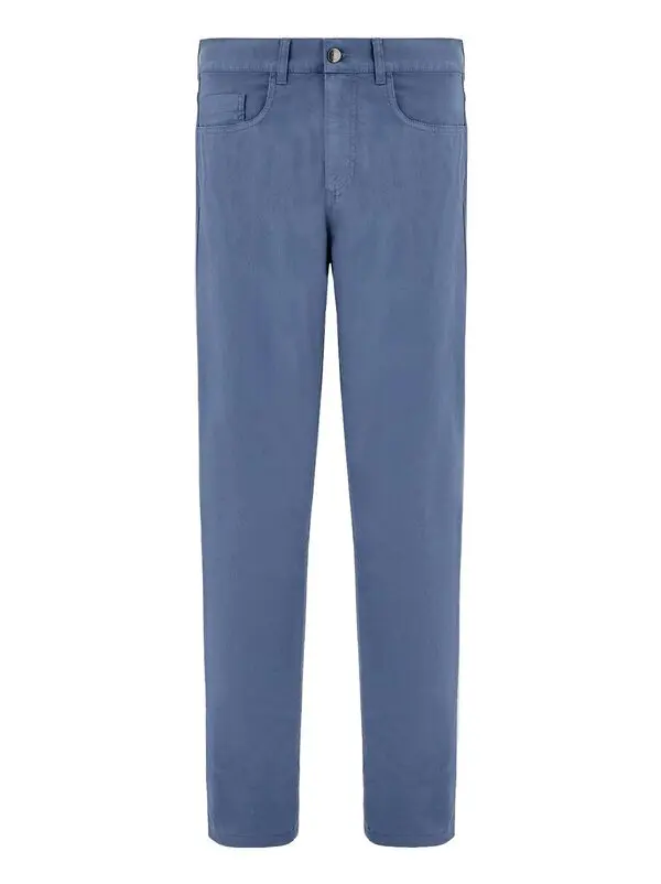 Canali Regular Fit Five-pocket Microtwill Pants - Light Blue