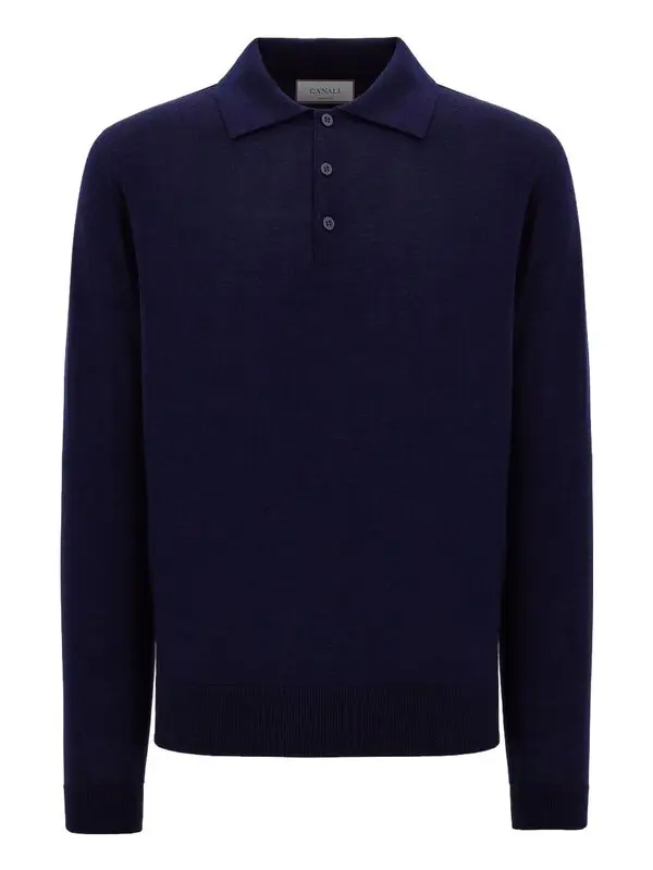 Canali Nuvola Seamless Navy Polo In Extra-fine Merino Wool - Blue