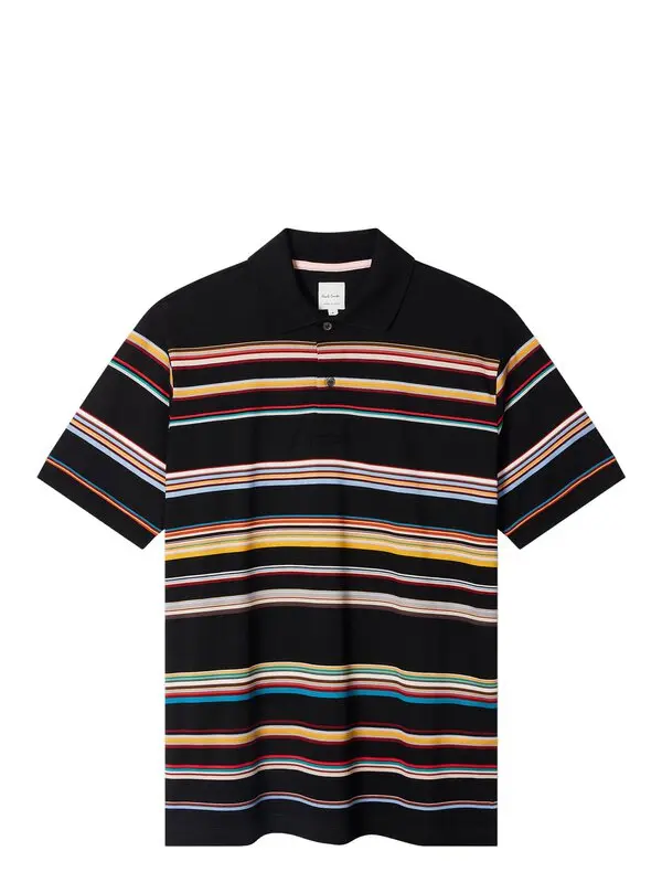 Paul Smith Signature Stripe' Cotton-piqué Polo Shirt - Black