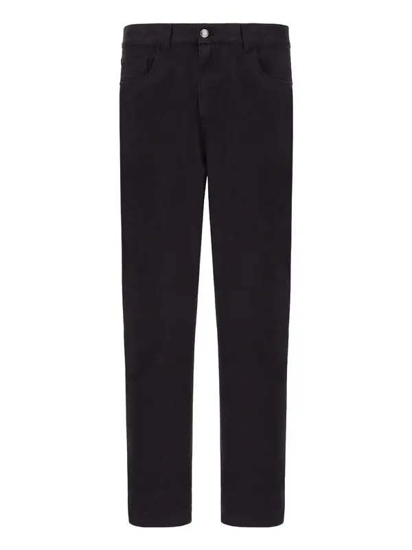 Canali Regular-fit Five-pocket Twill Pants - Black