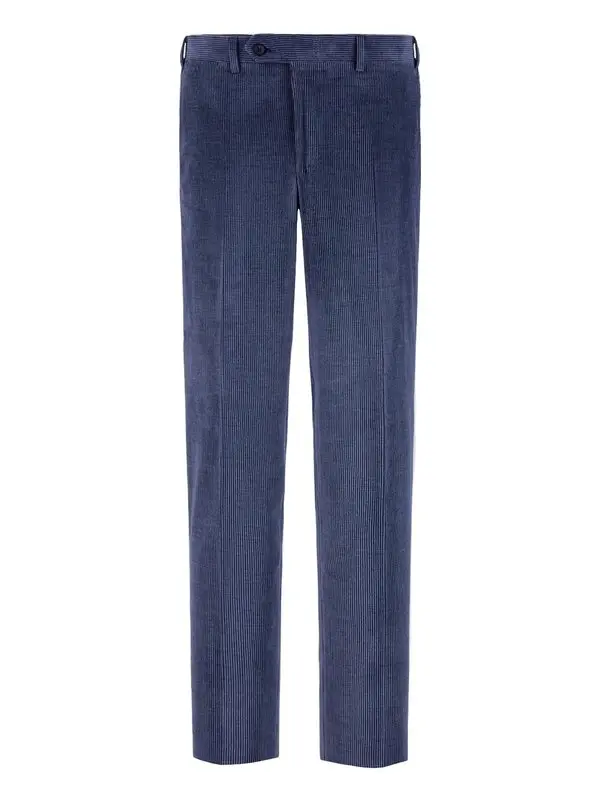 Canali Stretch Cotton And Cashmere Velvet Trousers - Blue