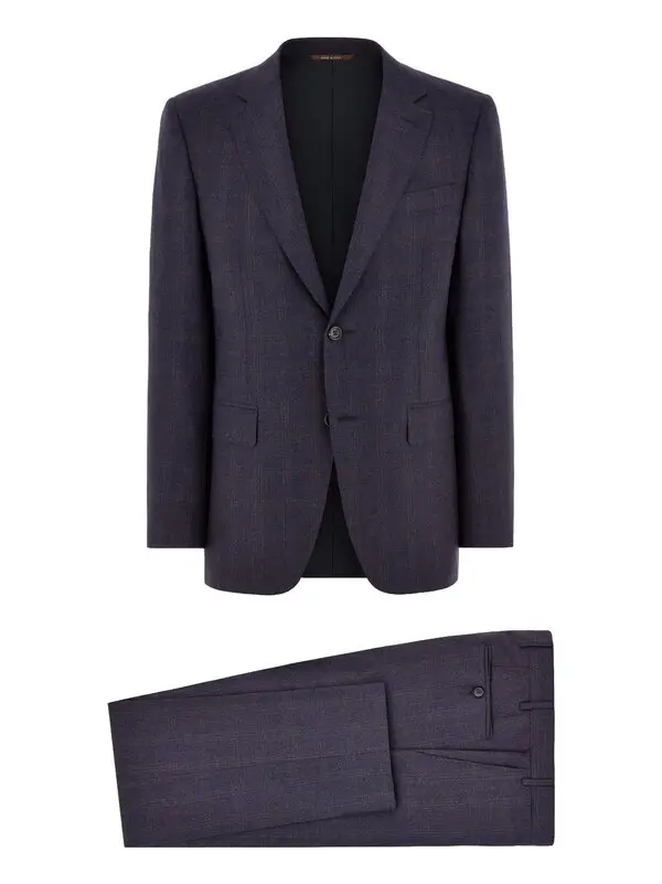 Canali Wool And Silk Suit With Single-breasted Two-button Jacket - Blue