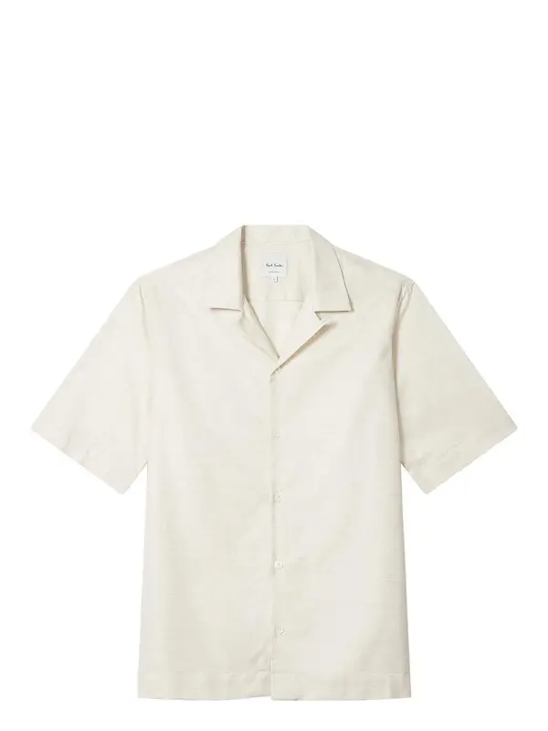 Paul Smith Cream Brushed Cotton-twill Short-sleeve Shirt - White