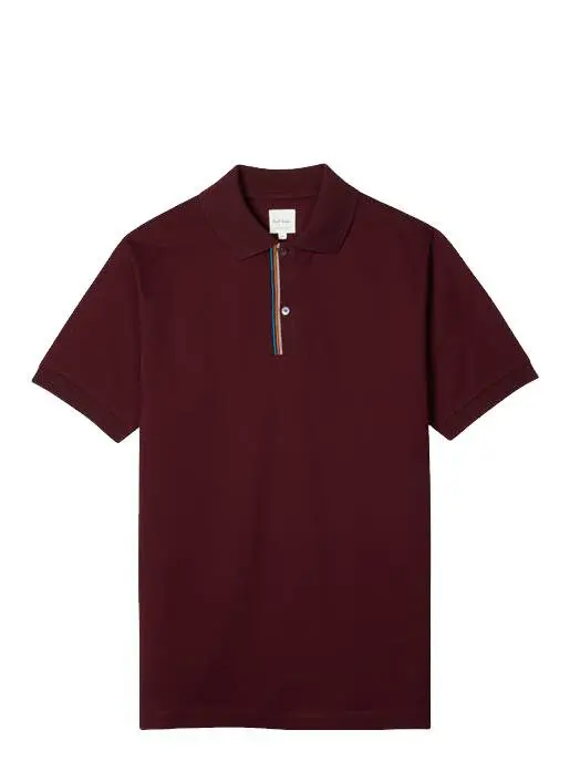 Paul Smith Maroon 'signature Stripe' Trim Polo Shirt - Red