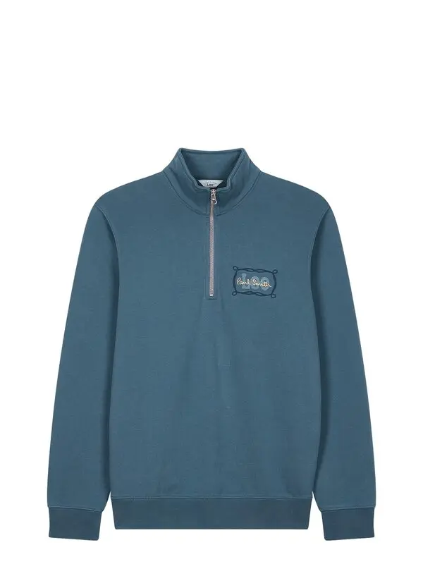 PAUL SMITH + LEE Quarter Zip Sweatshirt - Blue
