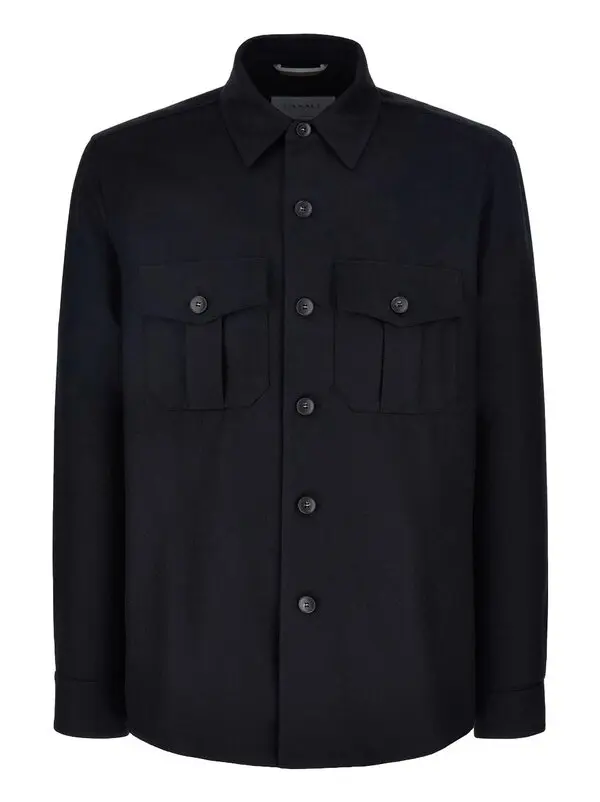 Canali Wool Six-button Shirt Jacket - Black