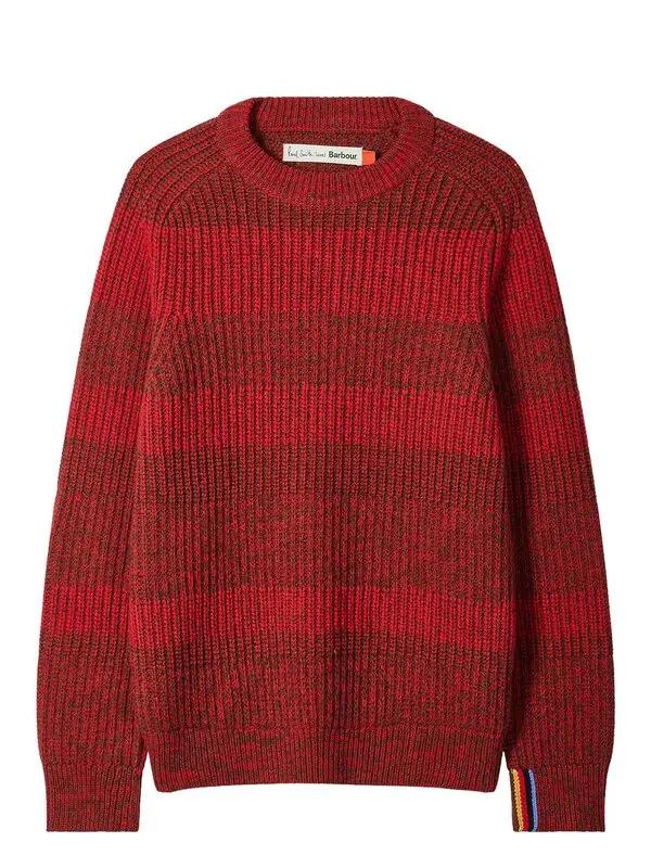 PAUL SMITH LOVES BARBOUR Rosette Saddle Crew Neck Sweater - Red