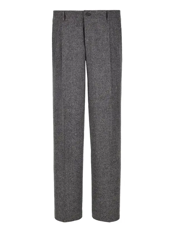 Canali Relaxed Fit Stretch Wool Blend Trousers - Grey