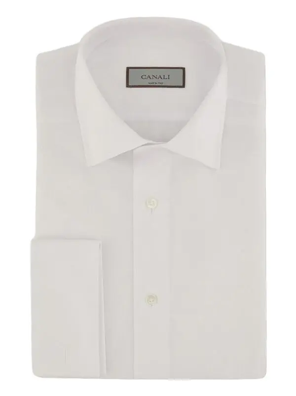 Canali Regular Fit Shirt With Double-cuff In Cotton - White
